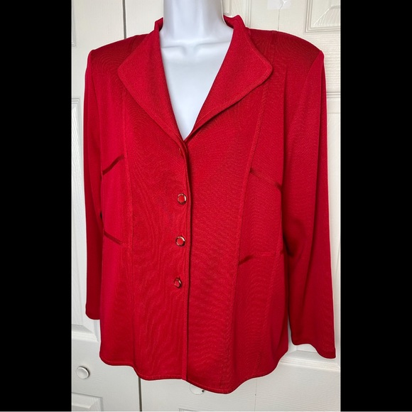 Misook | Jackets & Coats | Exclusively Misook Red Jacket Coat Gold ...